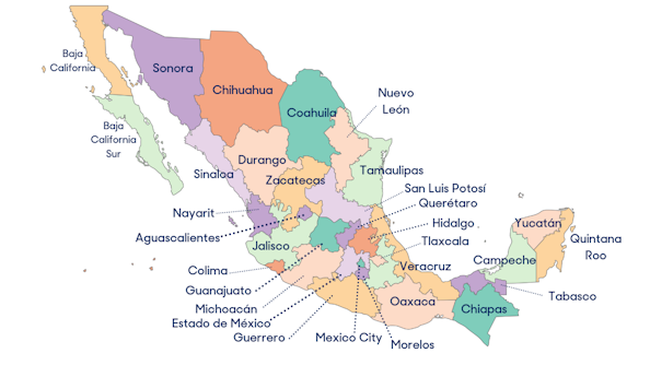 Mexico's territorial evolution from 1821 to 2009